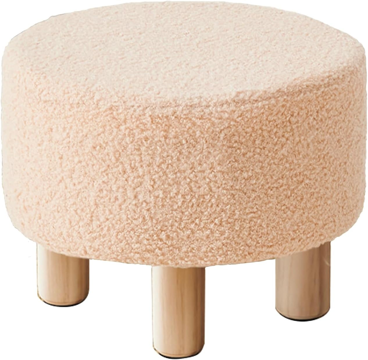 Teddy Fleece , Modern Round Footrest with Soft Padded Seat, Footstool ...