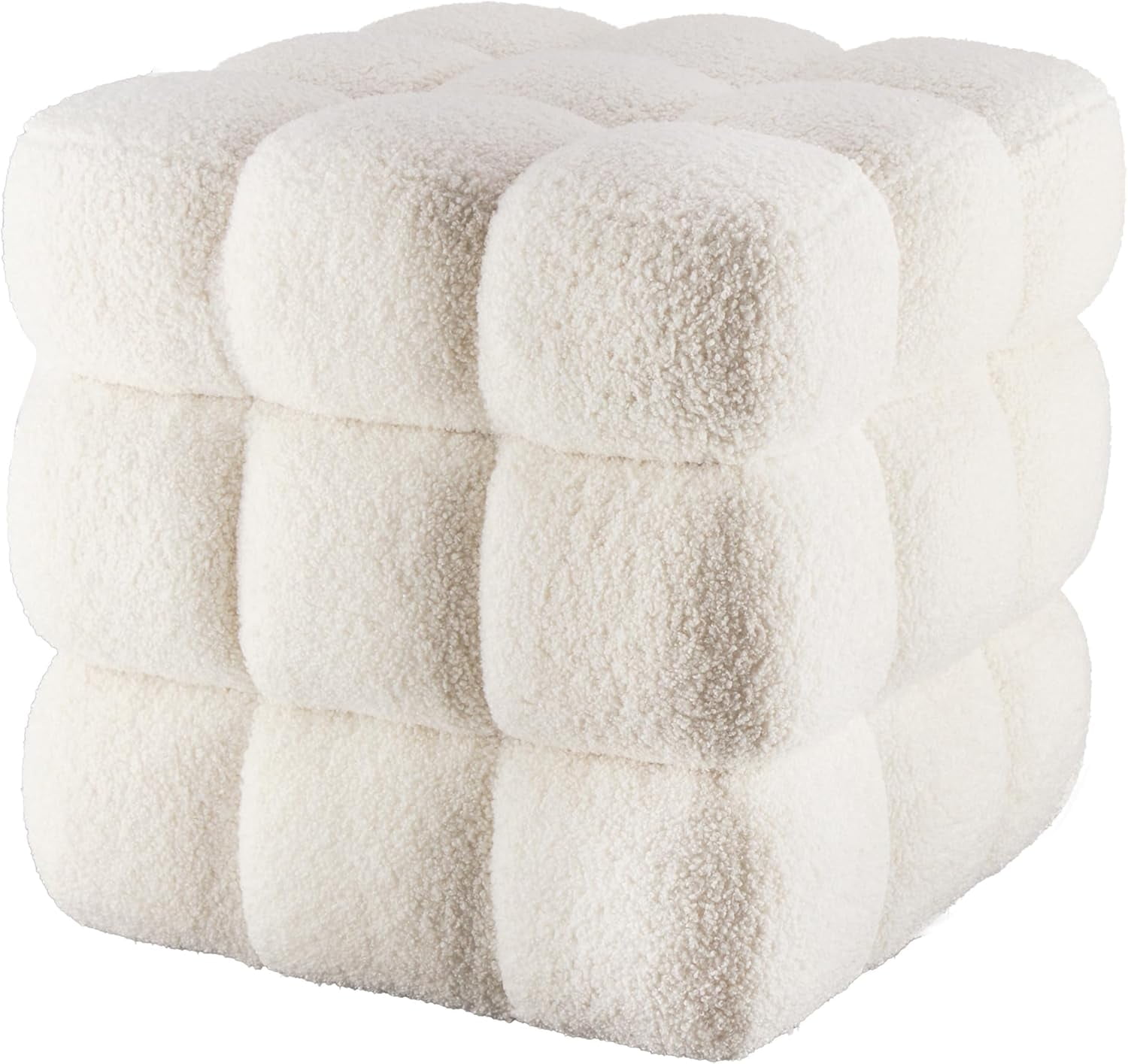 Teddy Fleece Square Ottoman Modern Ottoman Sofa Stool Fuzzy Sherpa ...