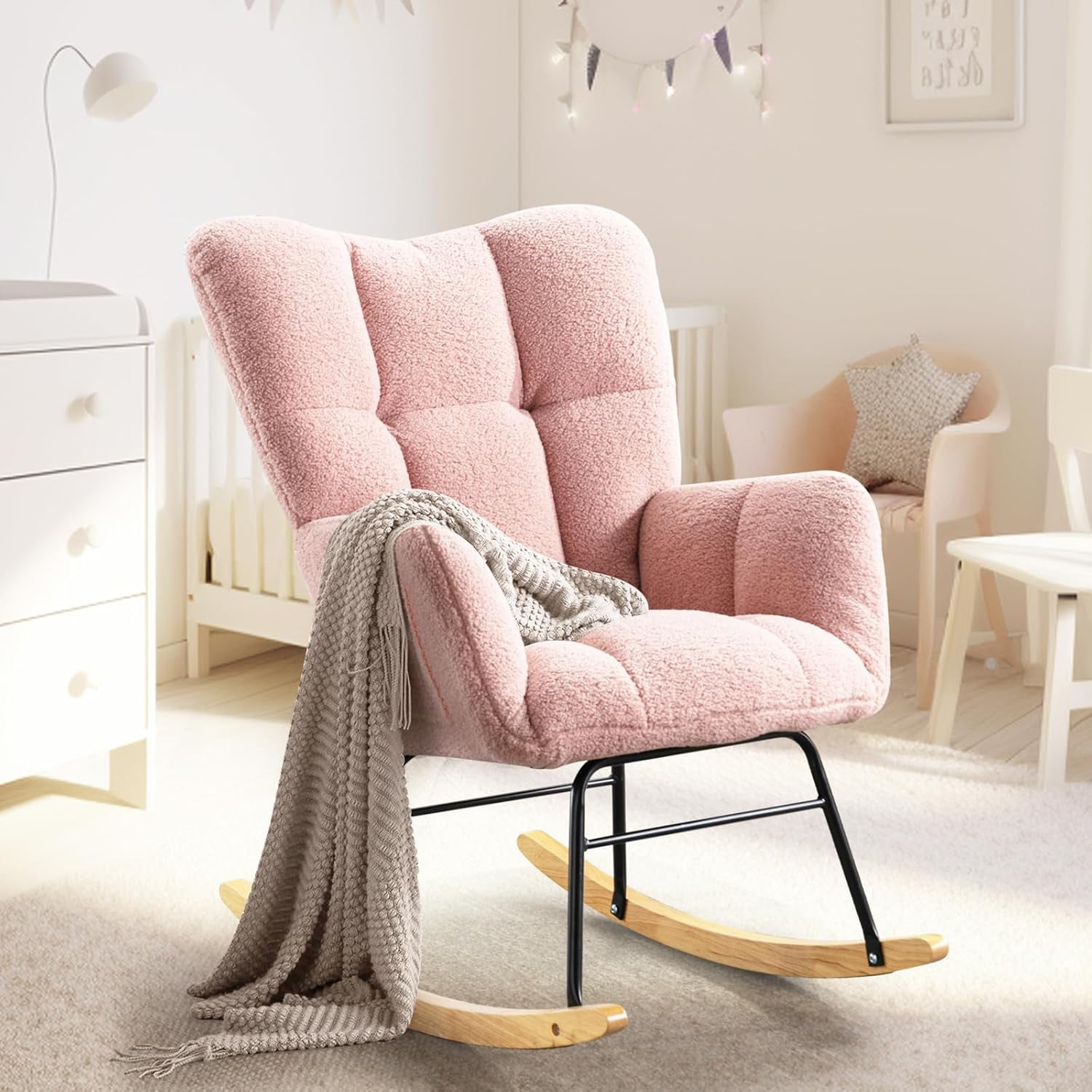 Teddy Rocking Chair Nursery 2 Side Pocket Accent Glider Rocker Lounge ...