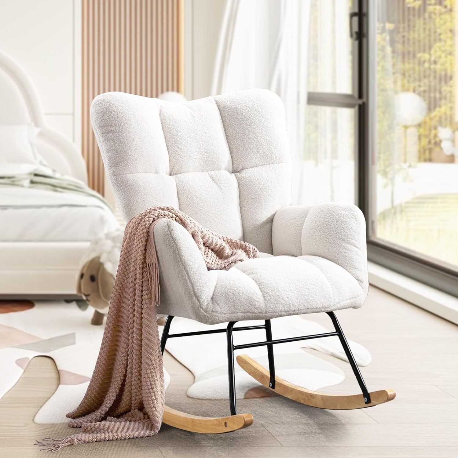 Teddy Rocking Chair Nursery 2 Side Pocket Accent Glider Rocker Lounge ...