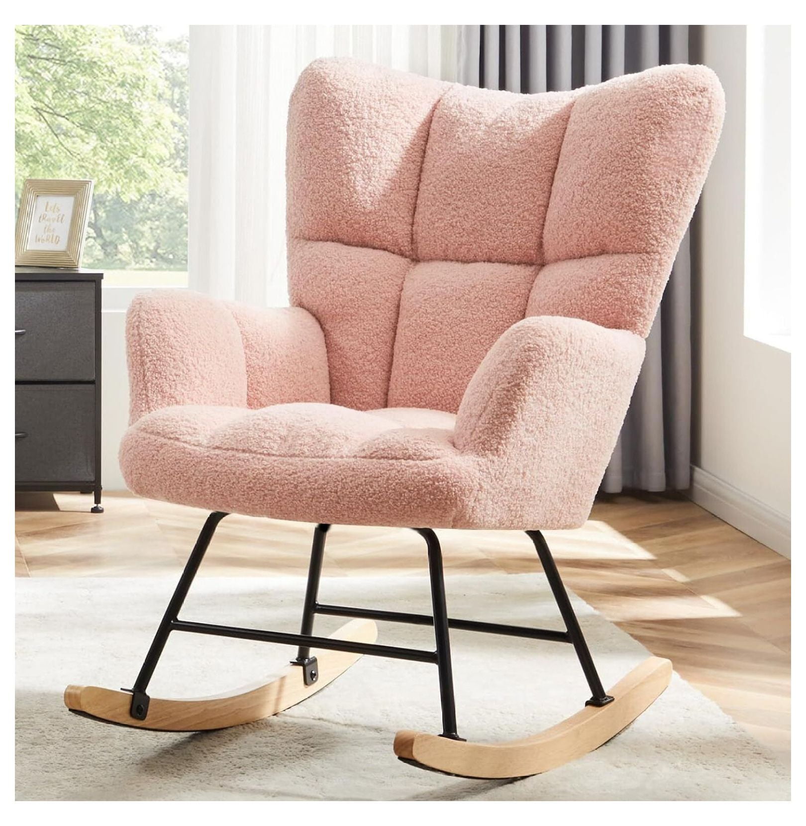 Teddy Rocking Chair Nursery Upholstered Glider Rocker Rocking Armchair ...
