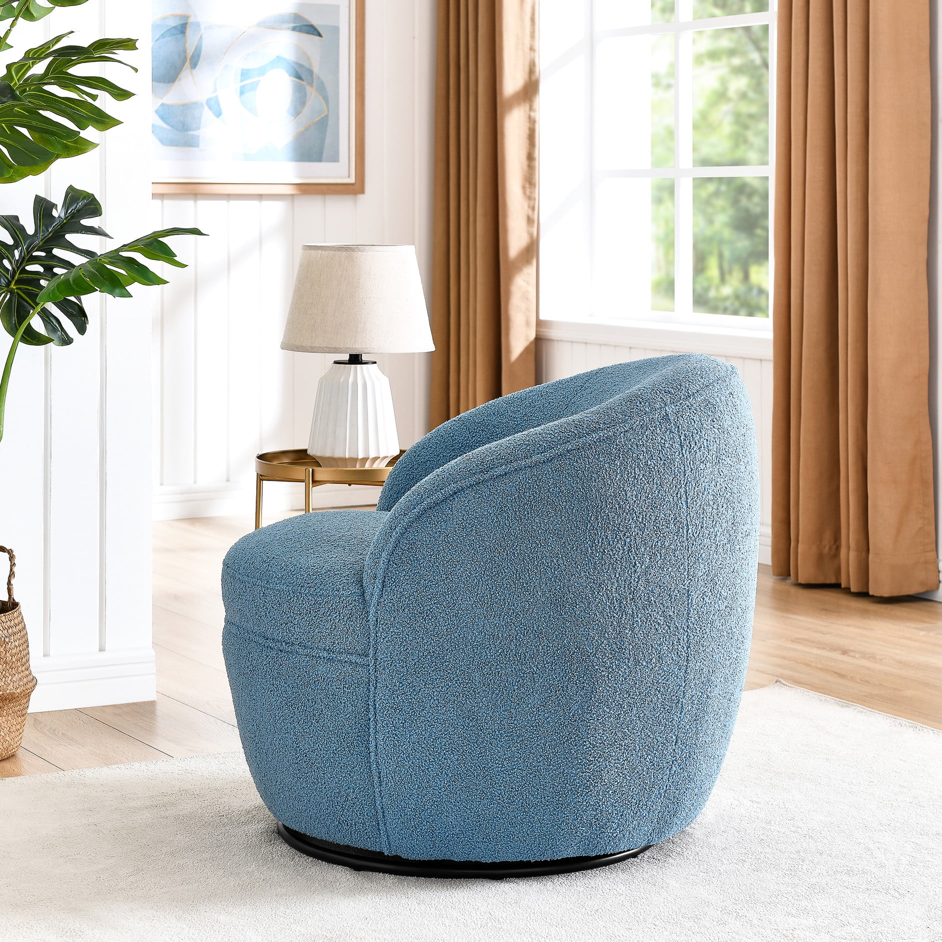 Teddy Sherpa Barrel Chair | 360 Swivel for Multi - purpose Use in Home | Textured Upholstery ...