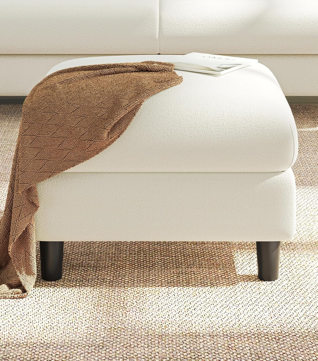 Teddy Storage Ottoman 26.7" Large Living Room Ottoman All-Wood Coffee ...