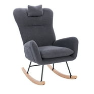 Costway Kids Rocker Chair, Velvet Upholstered Armchair for Nursery ...