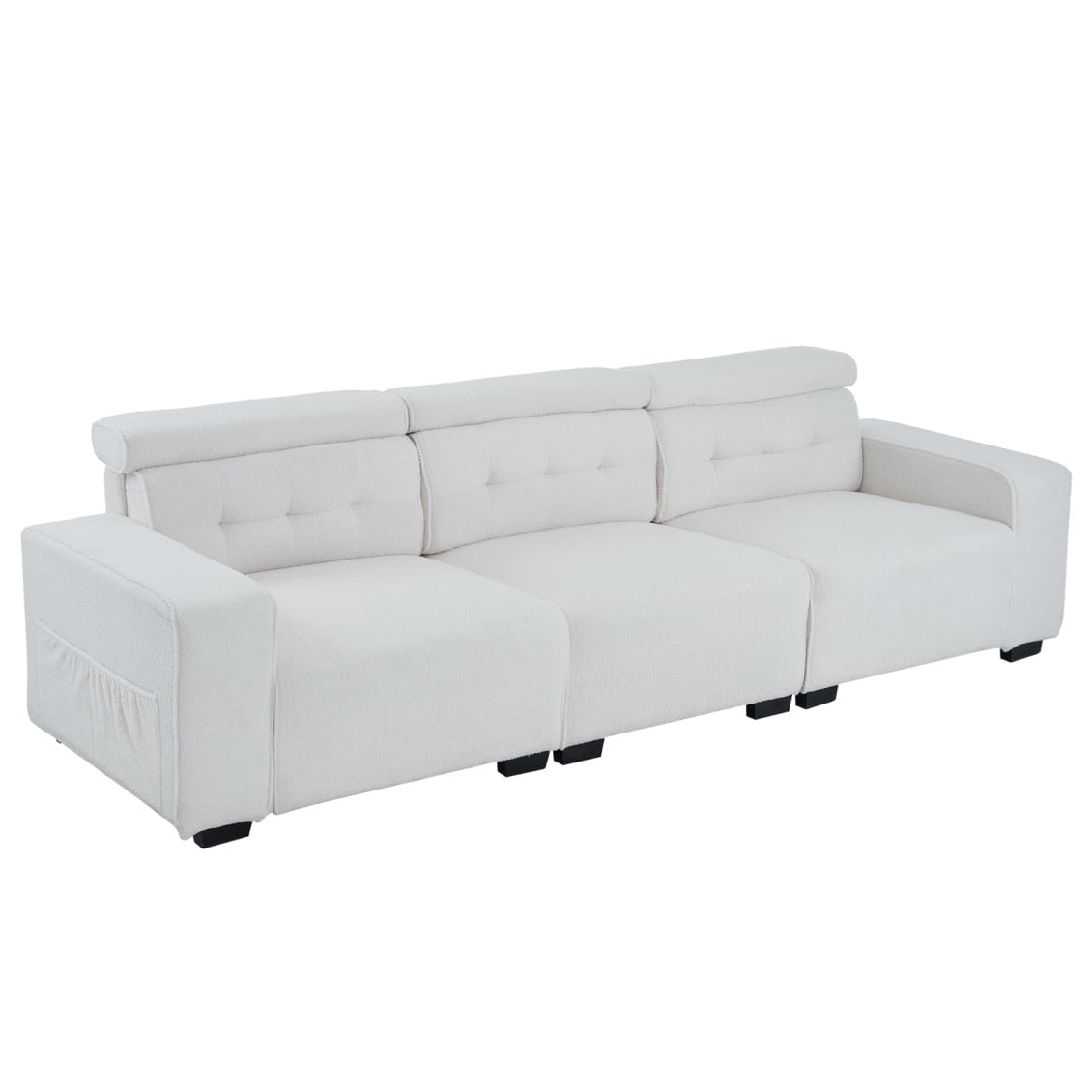 Teddy Velvet Multi-Person Sofa with Fully Detachable Armrests,3-Seater ...