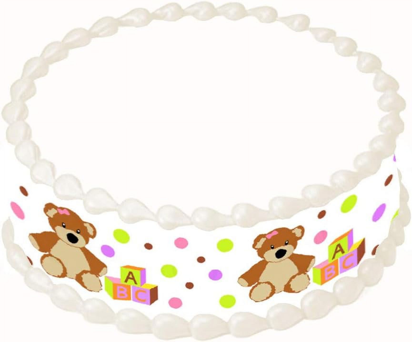 Teddy bear girl Set of 3 Edible pre-cut Cake strips side border ...