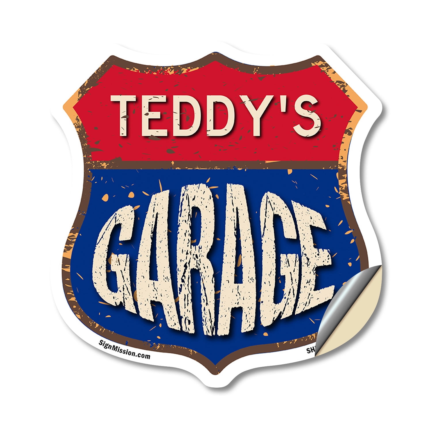 Teddy's Garage 18 inch X 18 inch Shield Shaped Heavy Duty 3.2 mil Vinyl ...