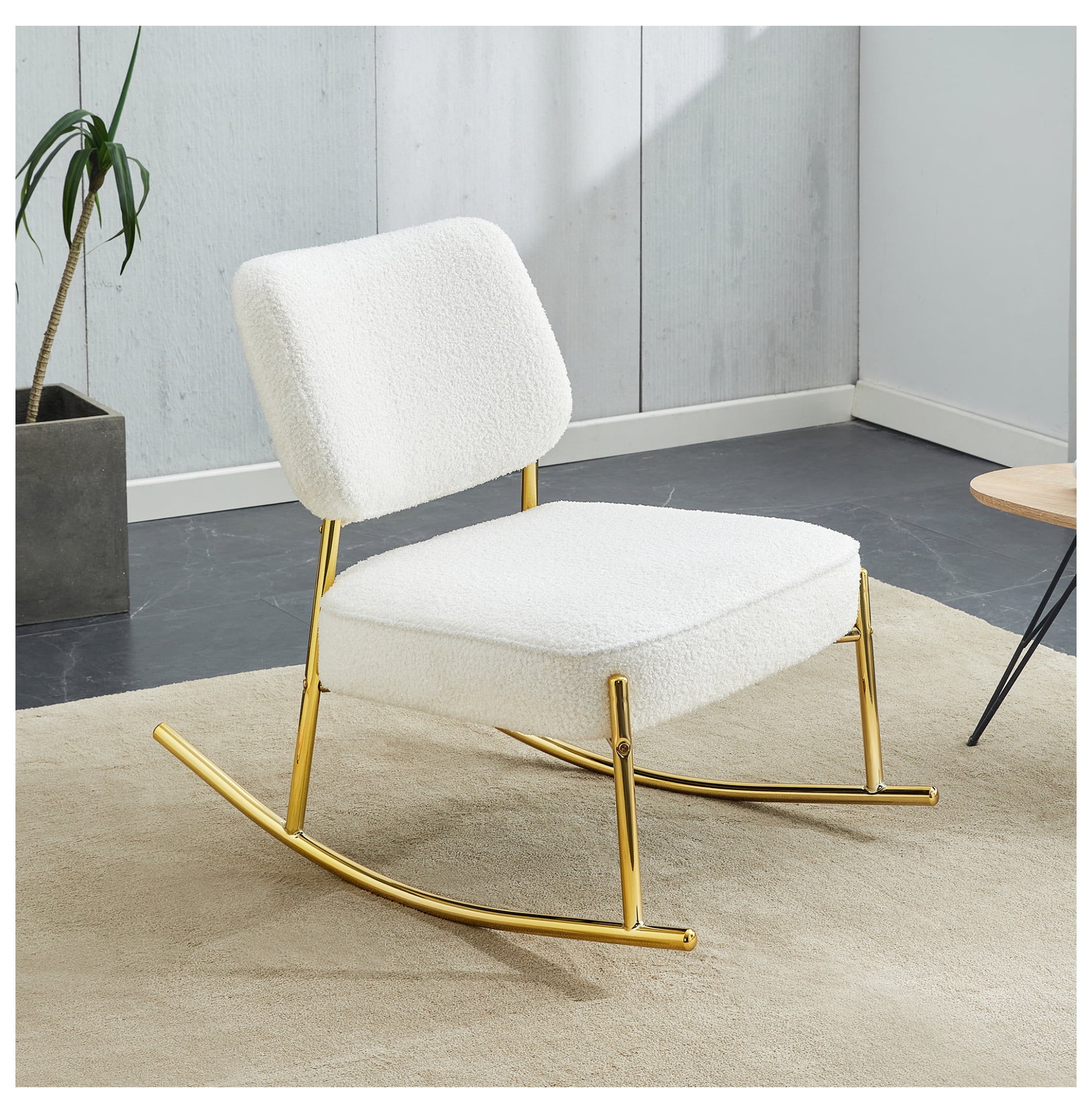 Teddy suede material cushioned rocking chair, rocking chair,cushioned ...