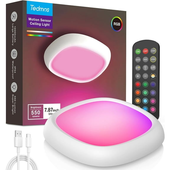 Operated Shower Light Inside, Rechargeable Motion Sensor Ceiling Lights ...