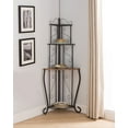 Tedor Black Metal & Walnut Wood 4 Tier Corner Storage Rack ...