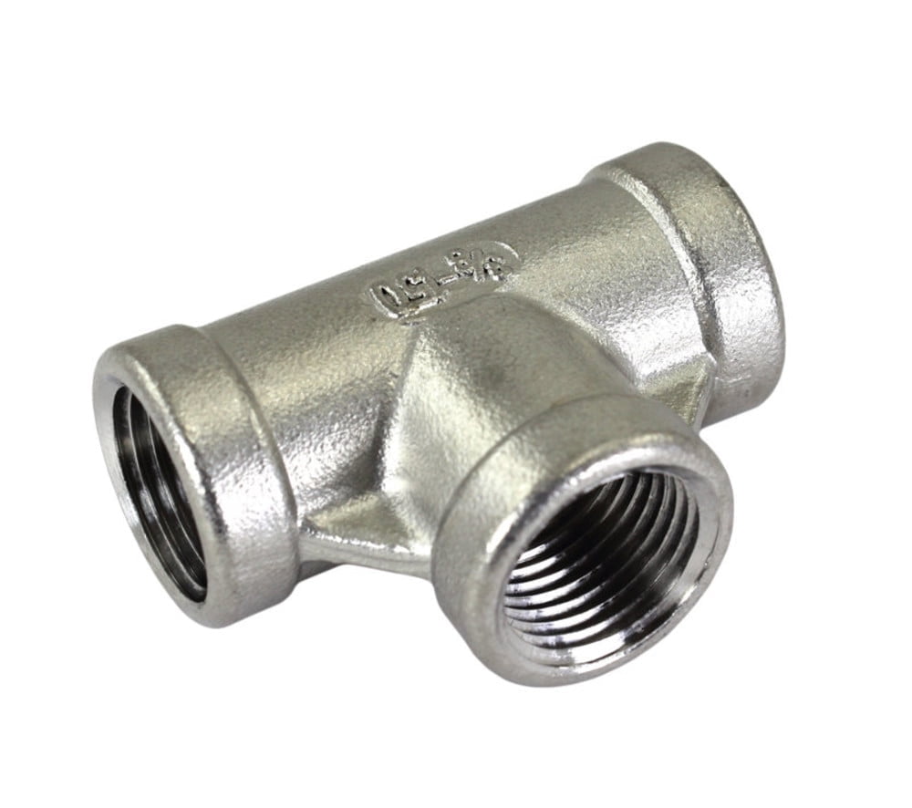 Tee 3/8" Female NPT Stainless Steel Pipe Fitting 0.37" - Walmart.com