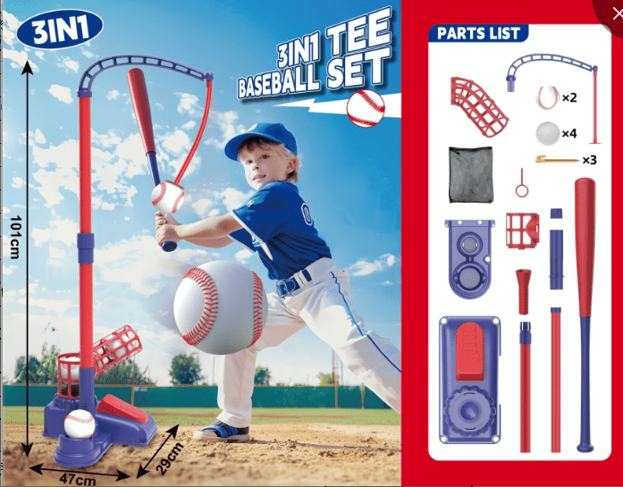 Tee Ball Set for Kids, 3-in-1 Baseball Toys with Hanging Tee, Tee Ball ...