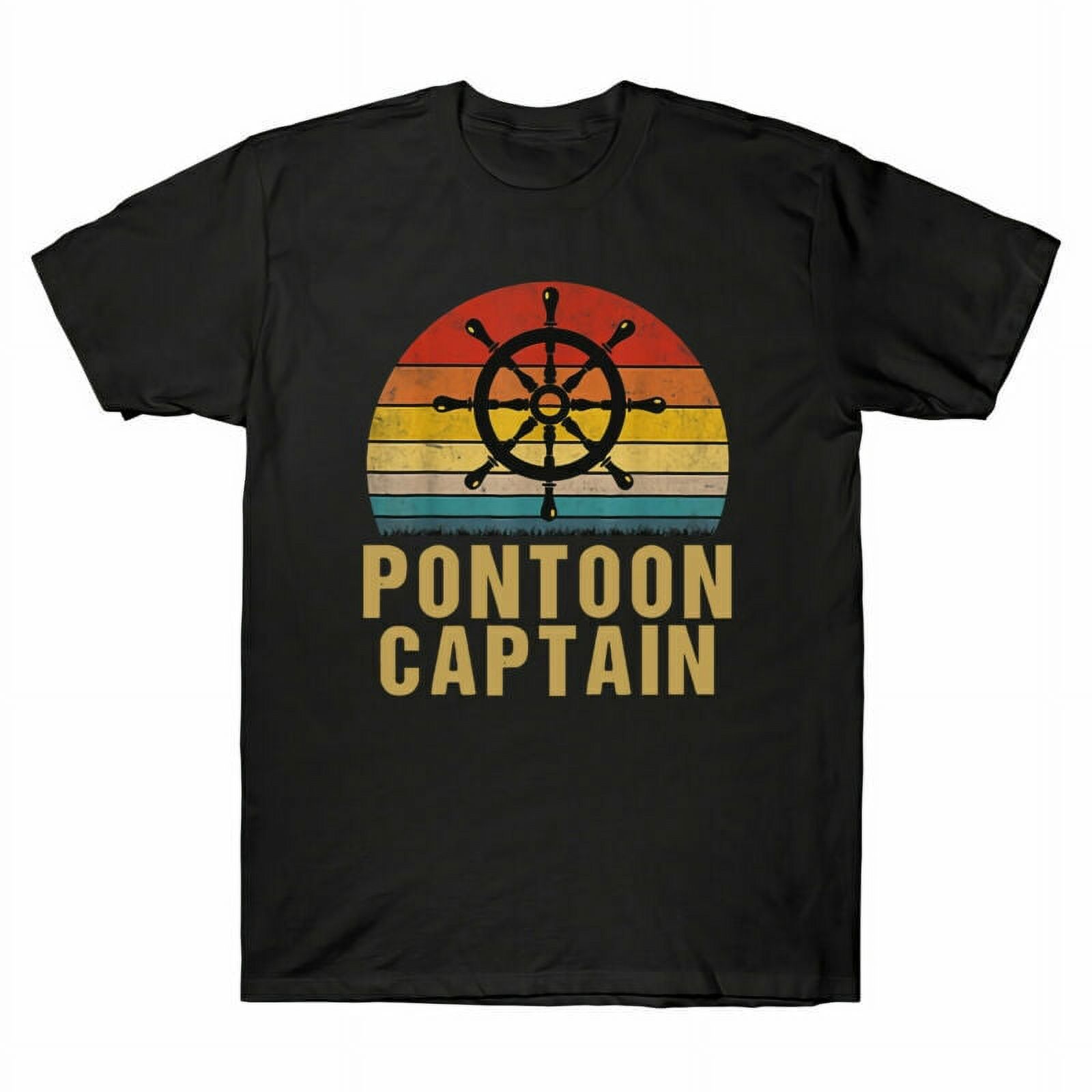 Tee Captain Men's T-Shirt Pontoon Vintage Pontoon Cotton Retro Boat ...