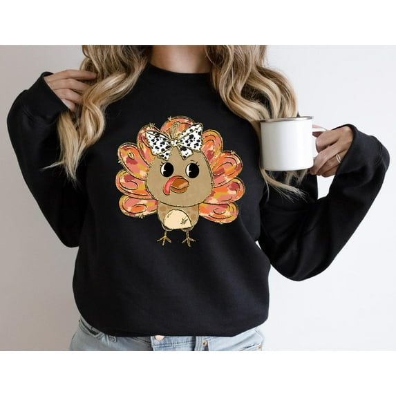 Tee Clo Coquette Turkey Sweatshirt with Trendy Thanksgiving Family ...