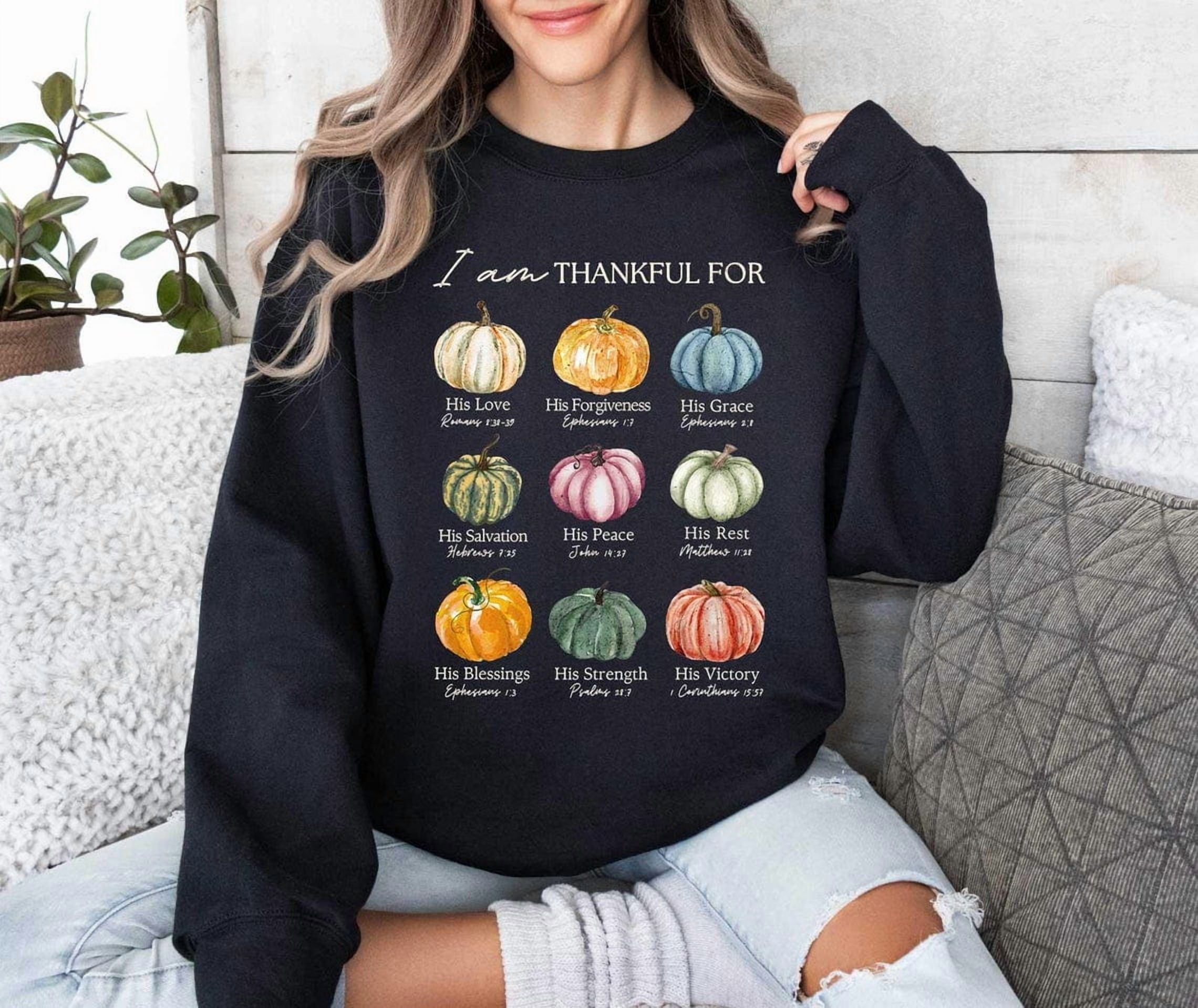 Tee Clo I Am Thankful For Christian Sweatshirt, Christian Pumpkin Bow ...
