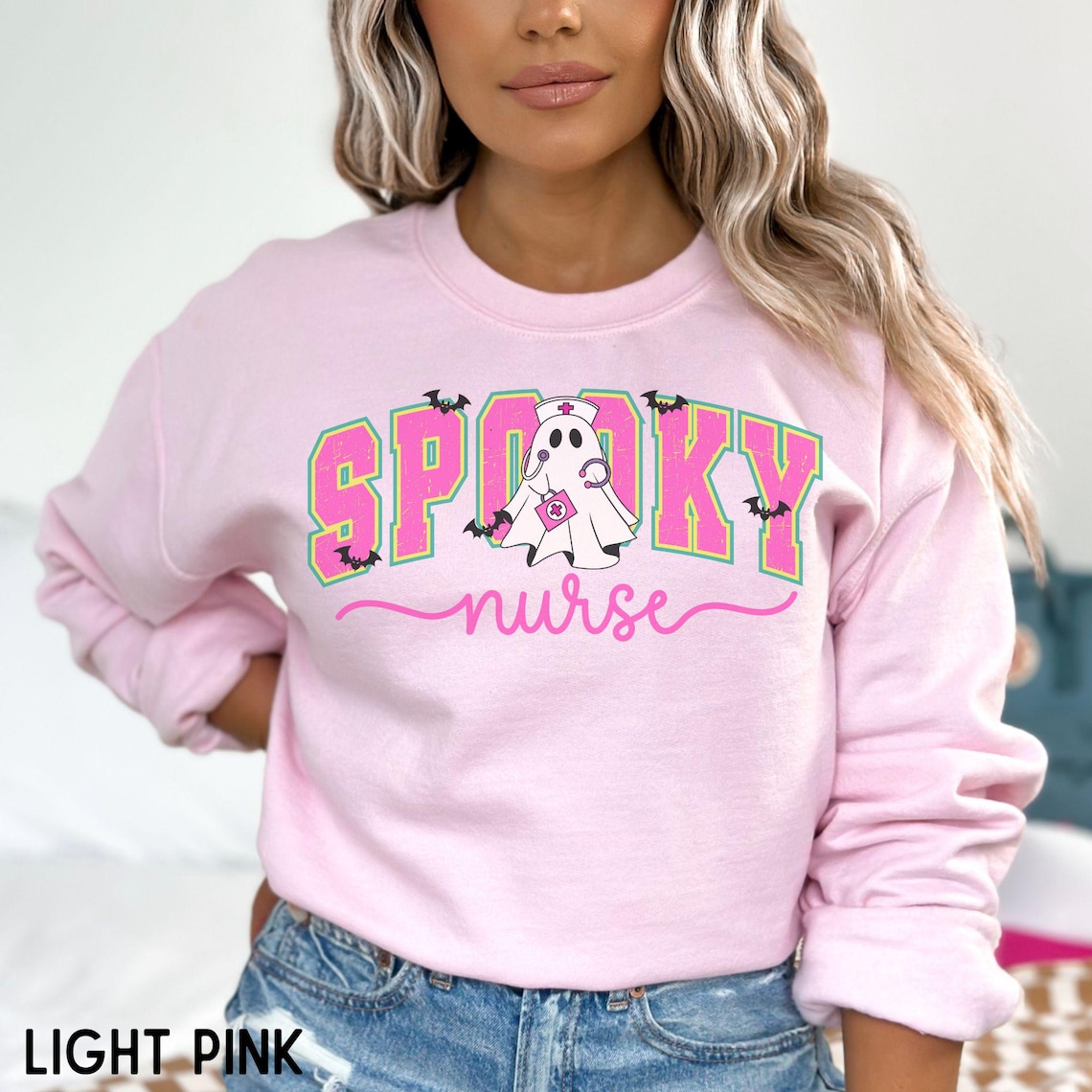 Tee Clo Preppy Winter Holiday Nurse Sweatshirt, Spooky Nurse Squad ...