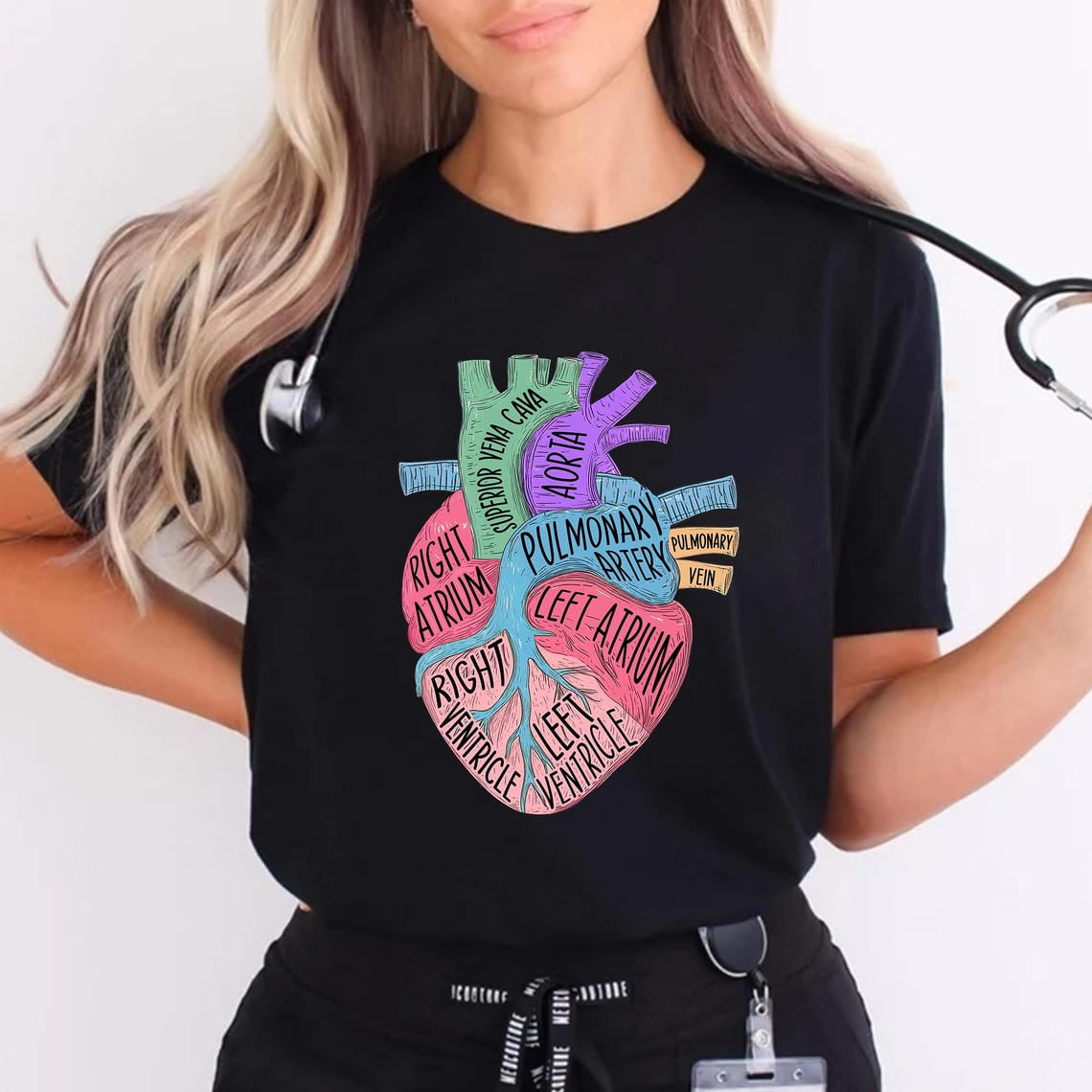 Tee Clo Retro Heart Anatomy T-Shirt Cardiac Nurse Medical Student ...