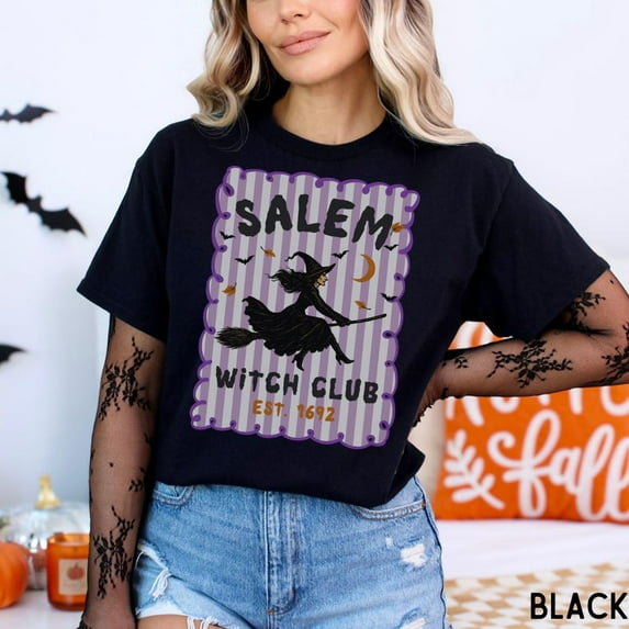 Tee Clo Retro Winter Holiday T-Shirt, Salem Witch Club, Spooky Season ...