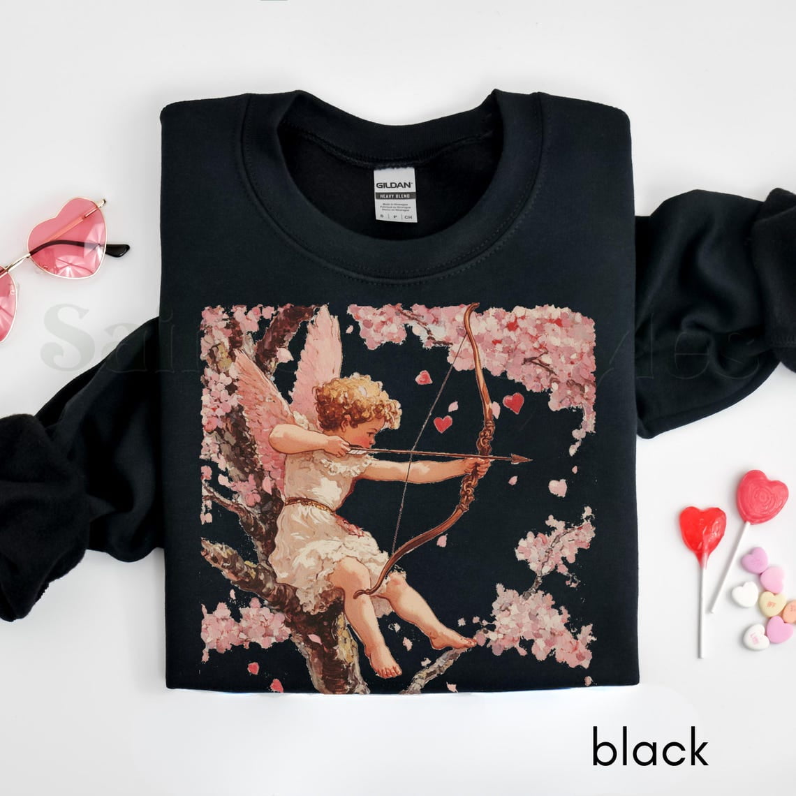 Tee Clo Valentine Sweatshirt Retro Cupid Heart Romantic Cozy Outfit ...