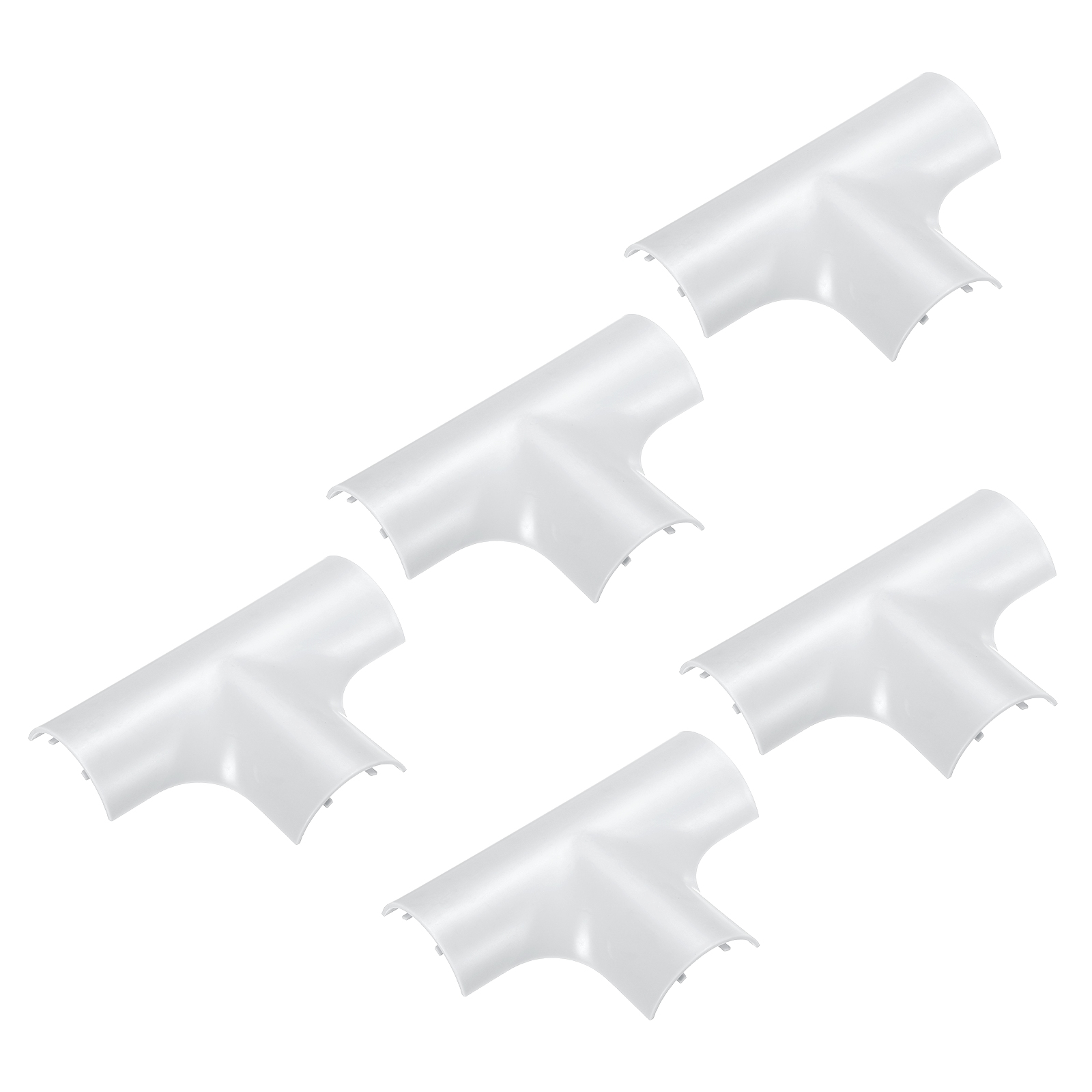 Tee Connector Small Cord Cover Half Round 2.52 Inch x 0.47 Inch White 5 ...