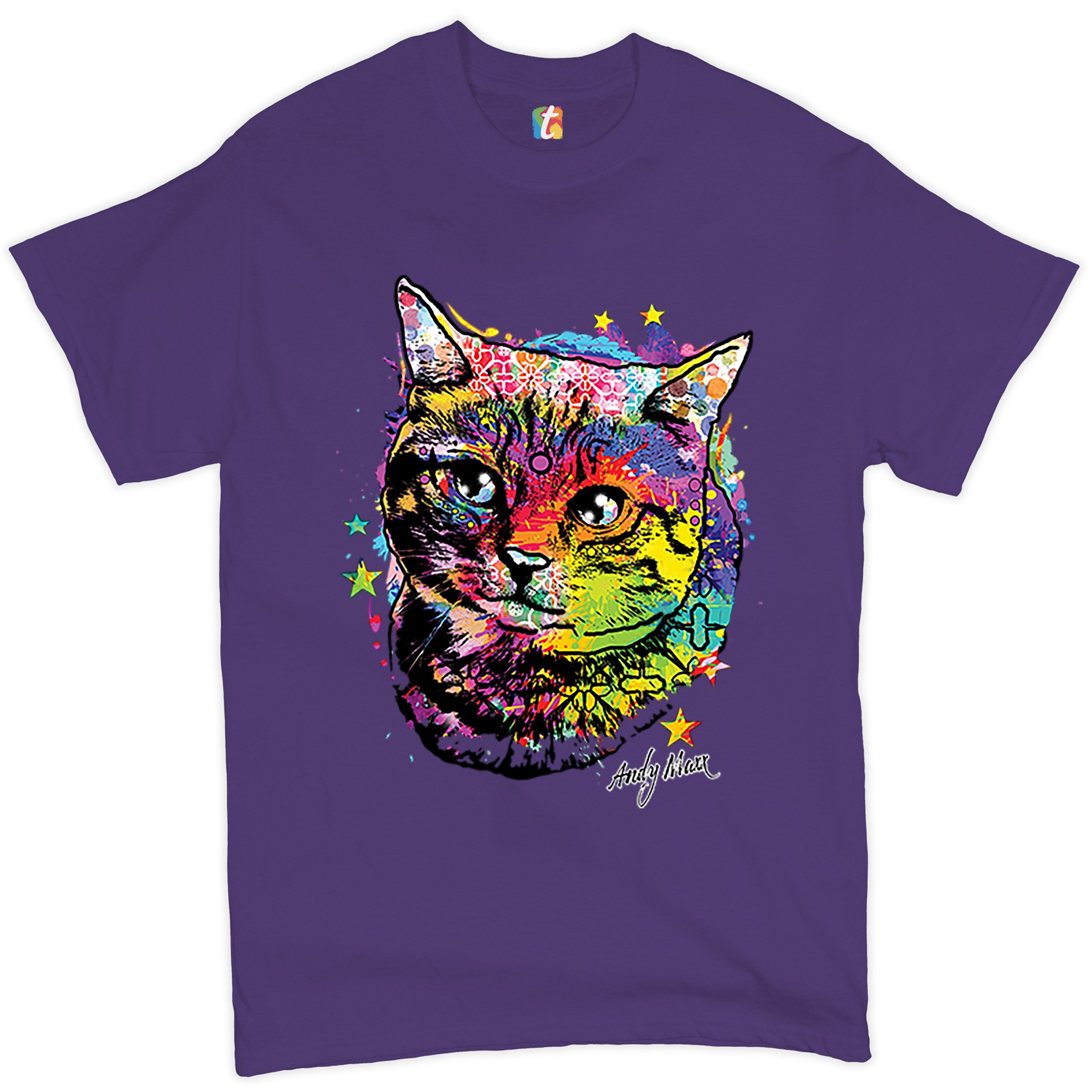 Tee Hunt Adorable Kitten T-Shirt Andy Maxx Cat Men's Tee, Purple ...