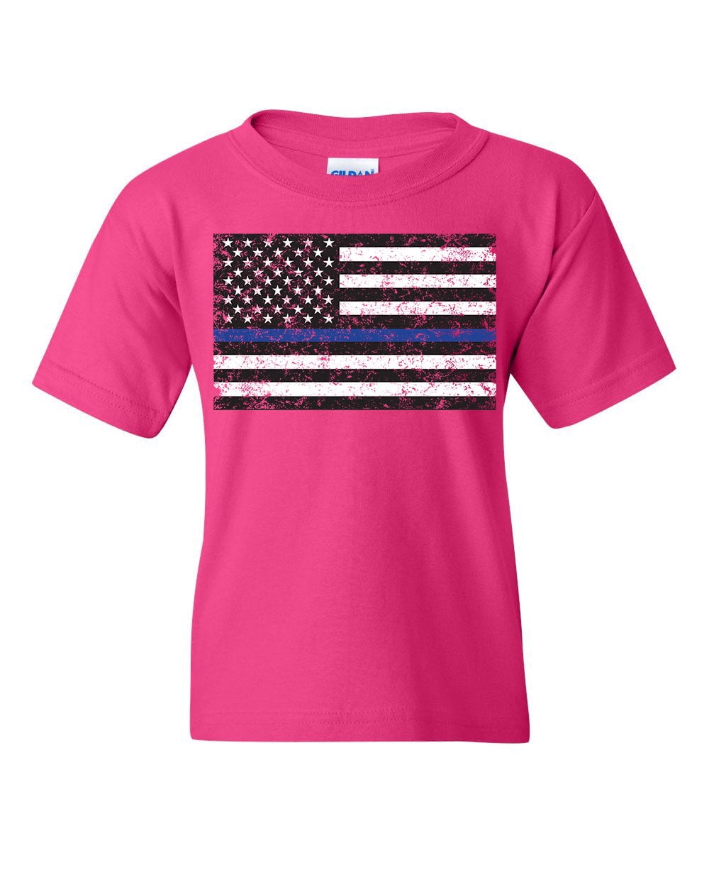 Tee Hunt American Flag Thin Blue Line Youth T-Shirt Police USA Law ...