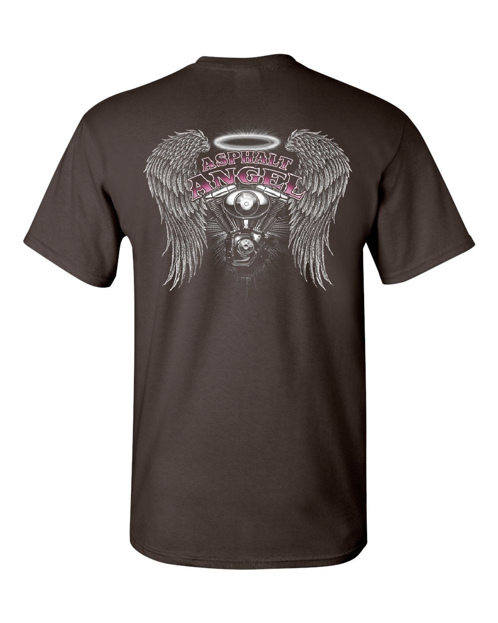 Tee Hunt Asphalt Angel T-Shirt Biker Angel Wings and Halo Motorcycle ...