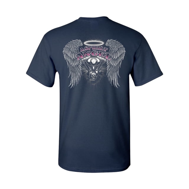 Tee Hunt Asphalt Angel T-Shirt Biker Angel Wings and Halo Motorcycle ...