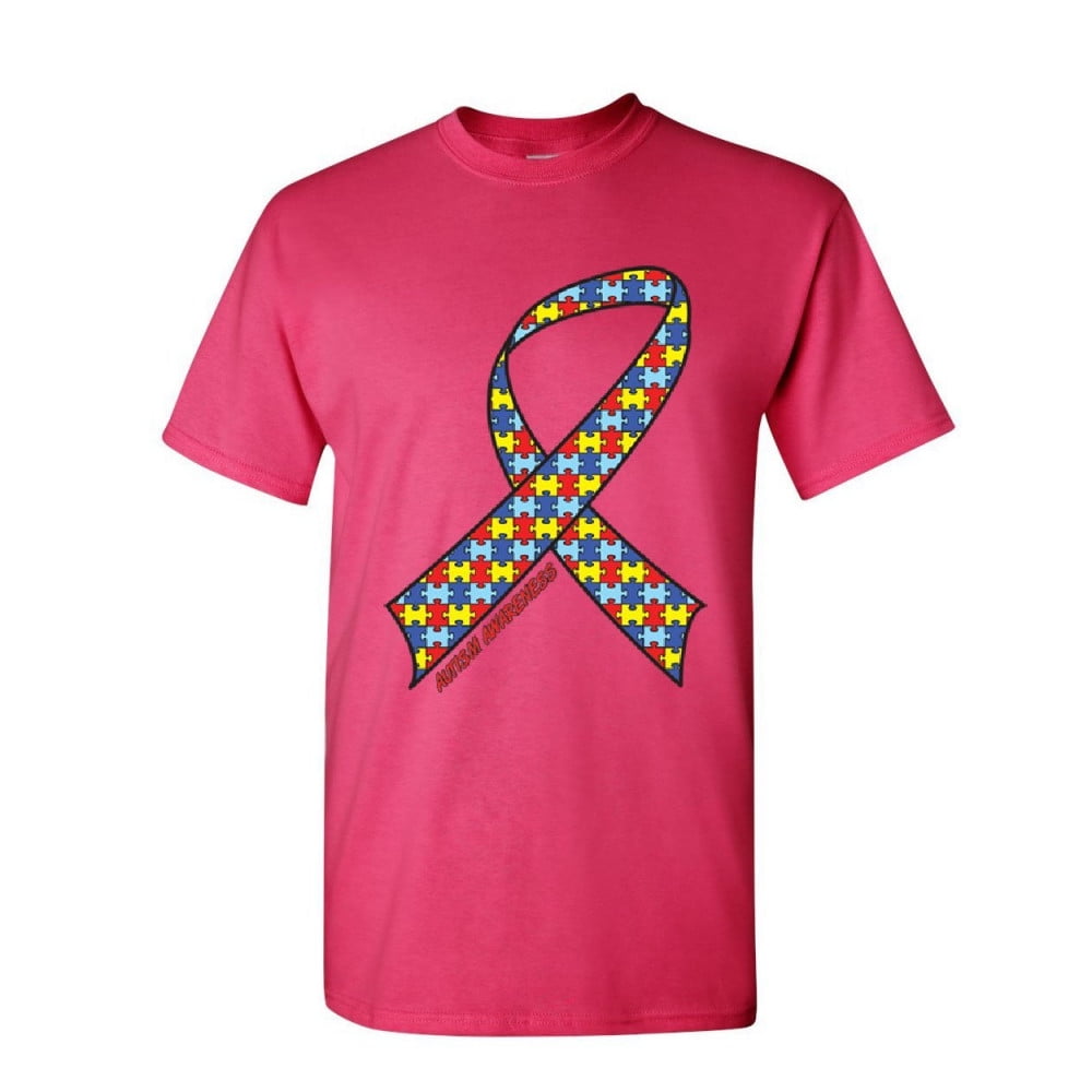 Tee Hunt Autism Awareness Ribbon T-Shirt Support Care Love ASD Asperger ...