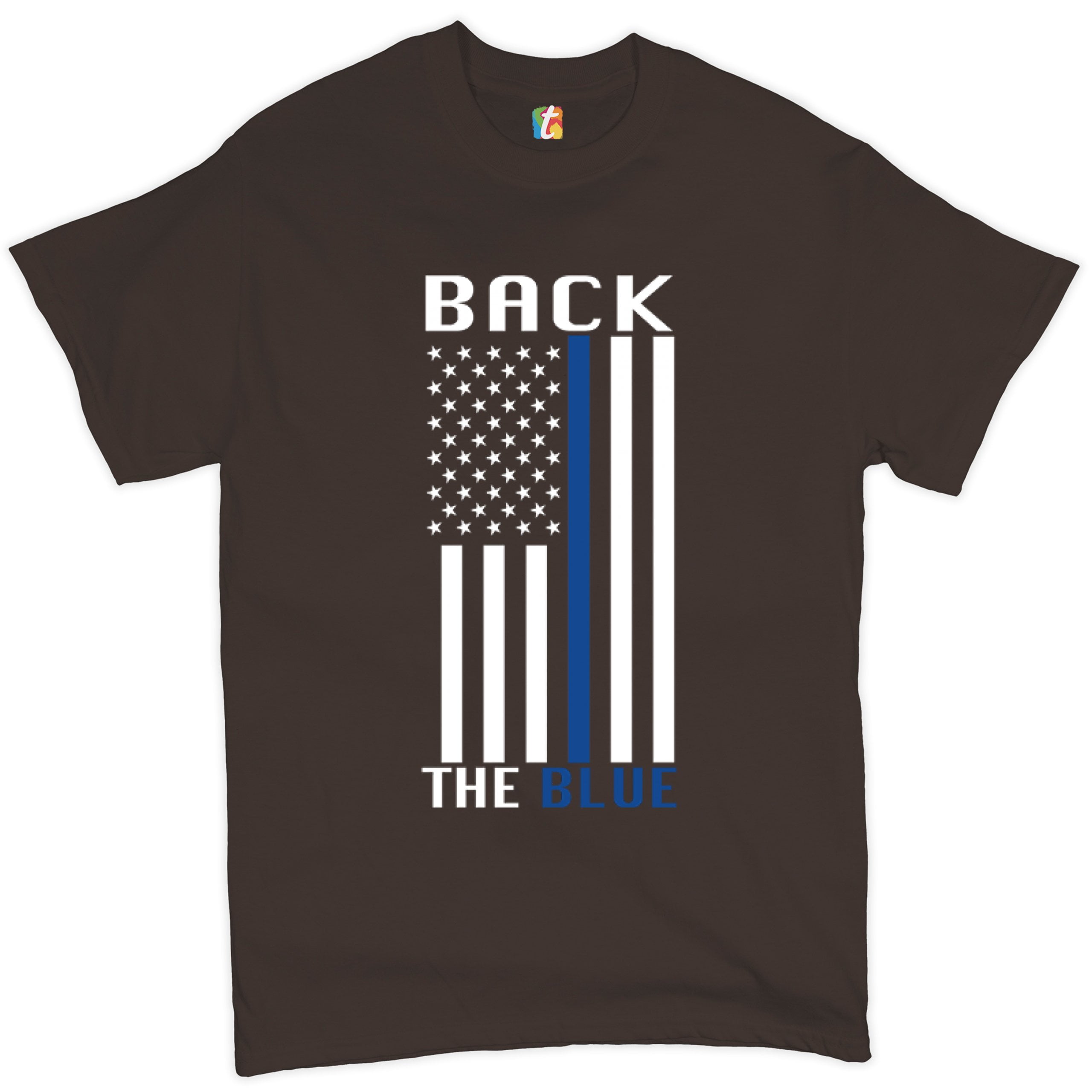 Tee Hunt Back the Blue American Flag T-shirt Police Law Enforcement Men ...