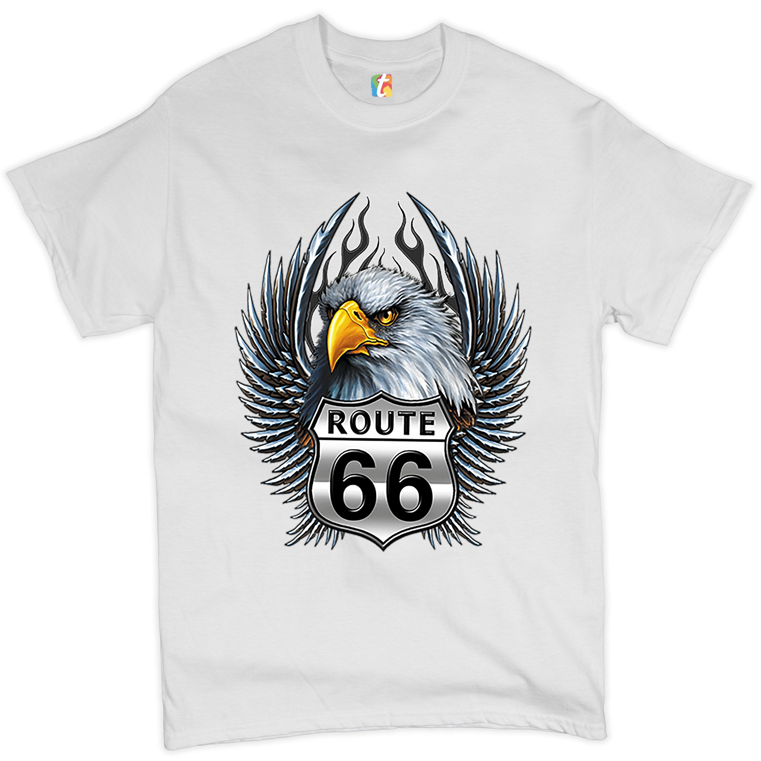 Tee Hunt Bald Eagle Route 66 Road Sign T-Shirt Live to Ride Born to Be ...