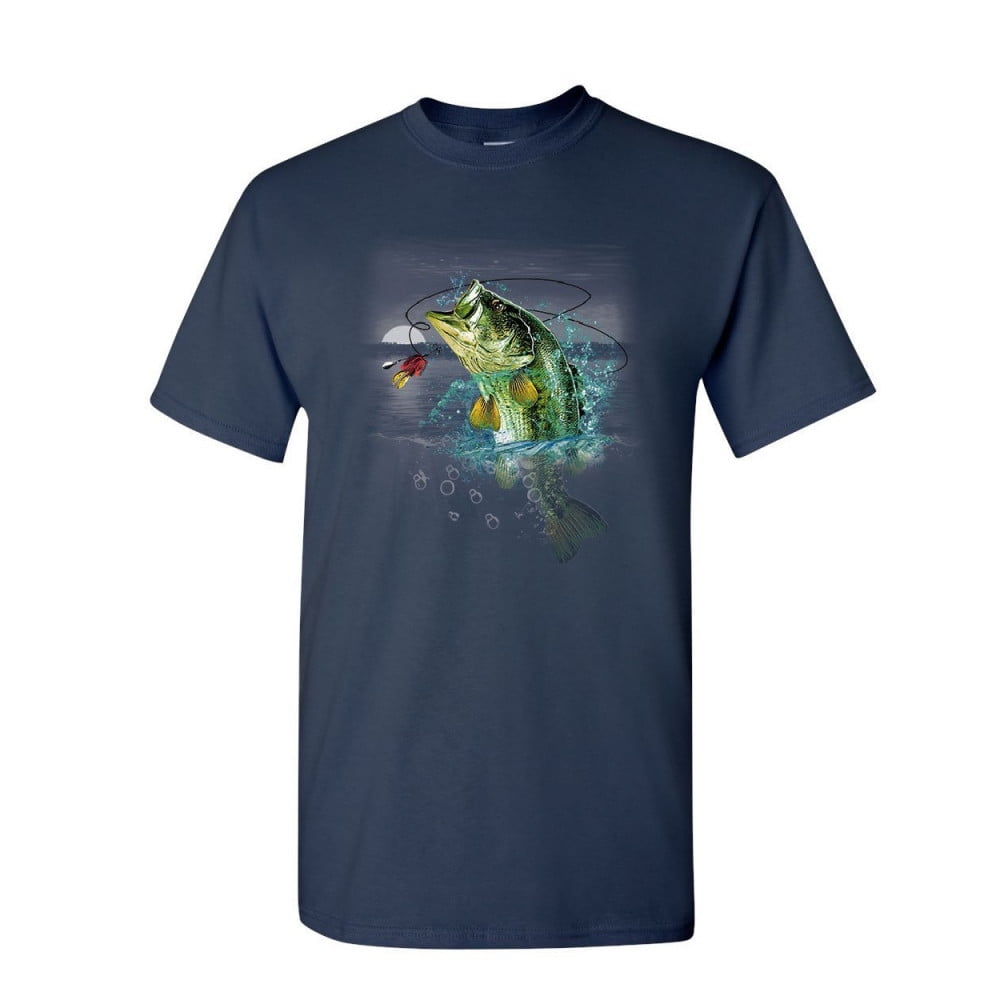 Tee Hunt Bass Fishing T-Shirt Fisherman Camping Hobby Angler Lake River ...