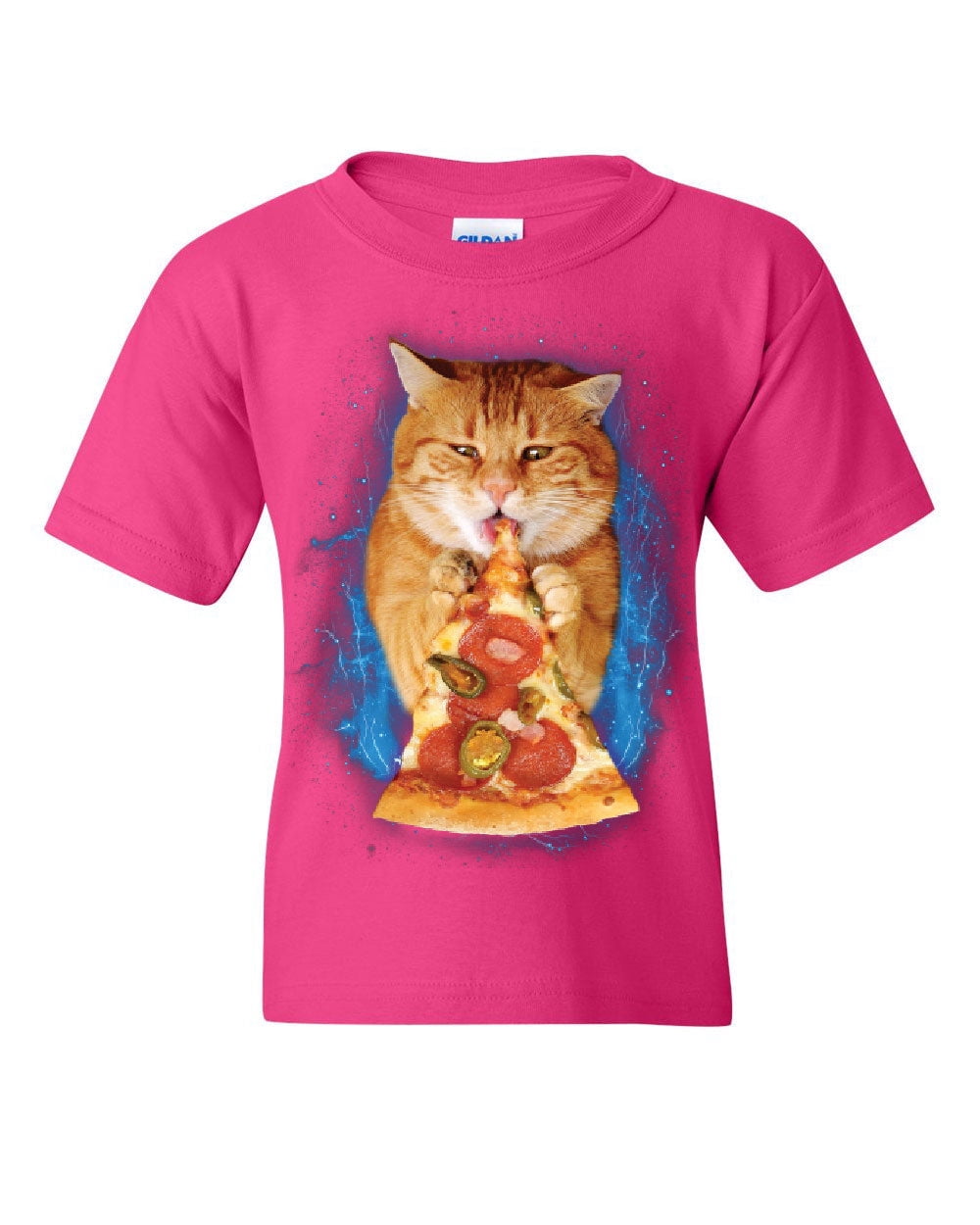 Tee Hunt Cat Eating Pizza Youth T-Shirt Funny Weird Kitten Pet Kitty ...
