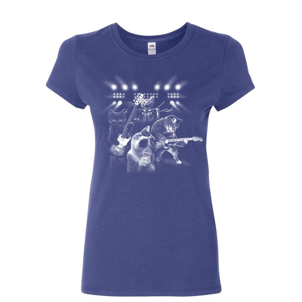 Tee Hunt Cats Rock Concert Women's T-Shirt Rock & Roll Cat Lover Kitten ...
