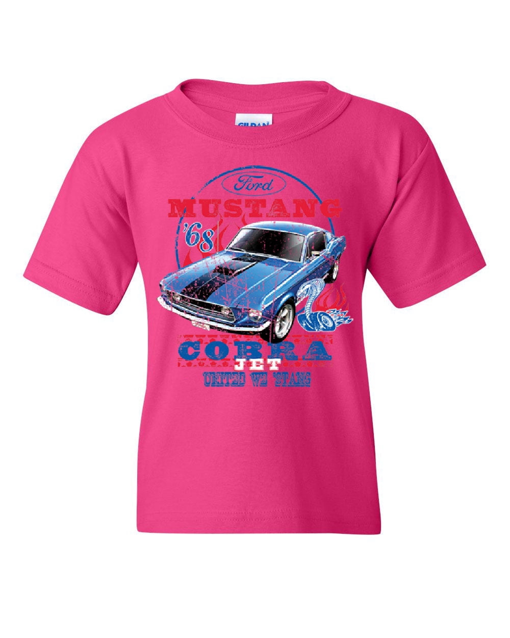 Tee Hunt Ford Mustang Cobra 1968 Youth T-Shirt United We Stang American ...
