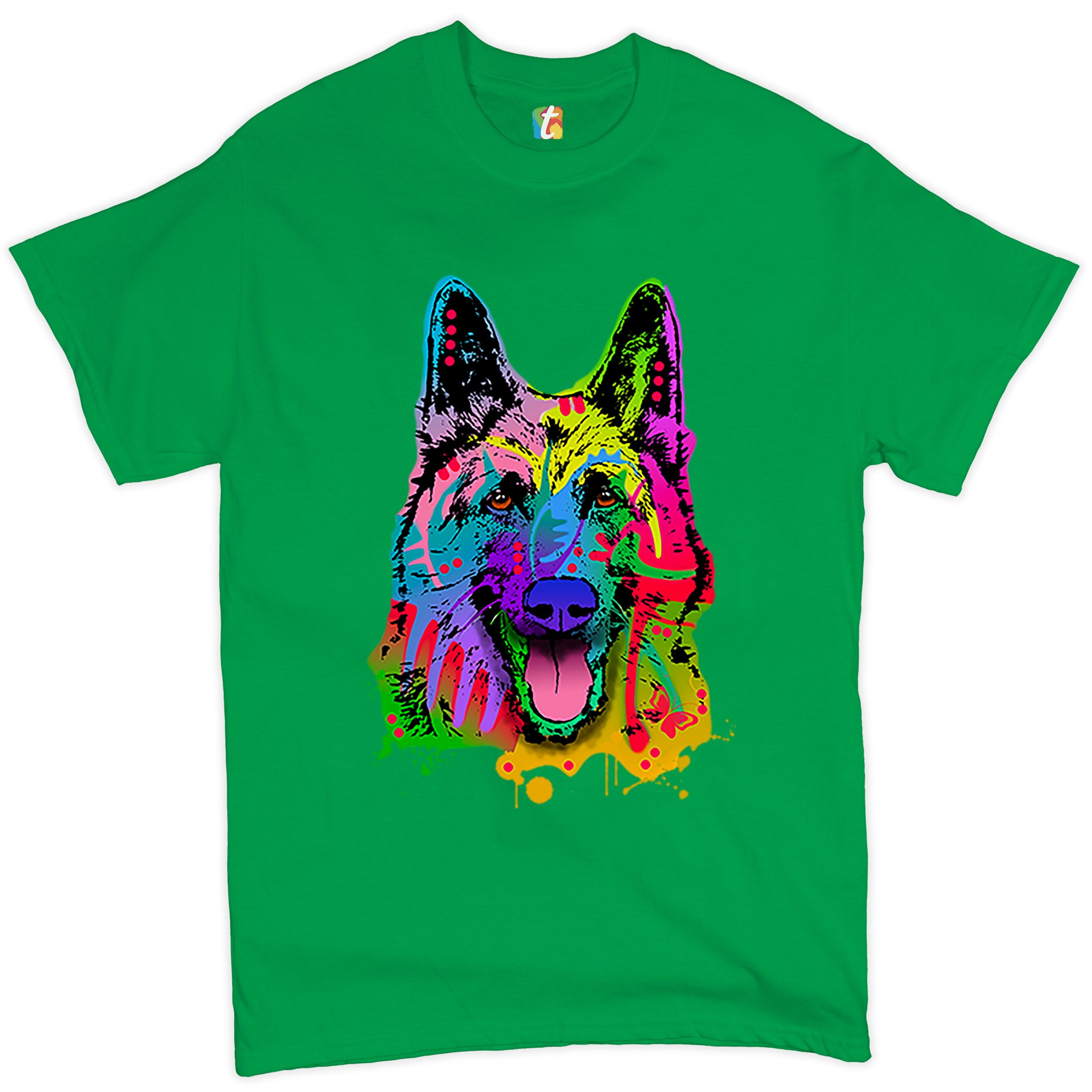 Tee Hunt Happy German Shepherd T-Shirt Andy Maxx Dog Men's Tee, Green ...