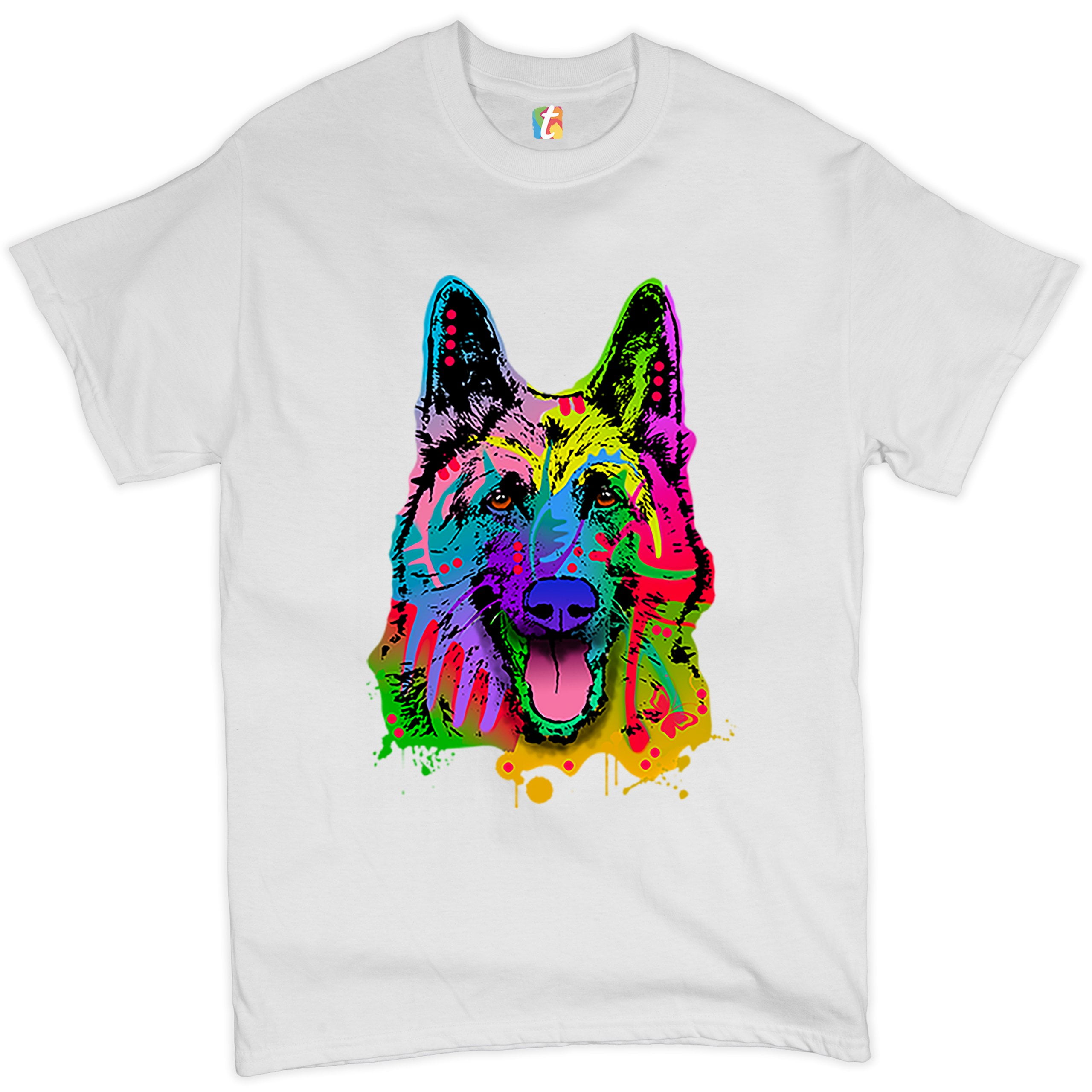 Tee Hunt Happy German Shepherd T-Shirt Andy Maxx Dog Men's Tee, White ...