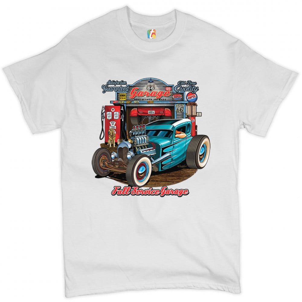 Tee Hunt Hot Rod Garage T-Shirt Historic Route 66 Old School Drag ...