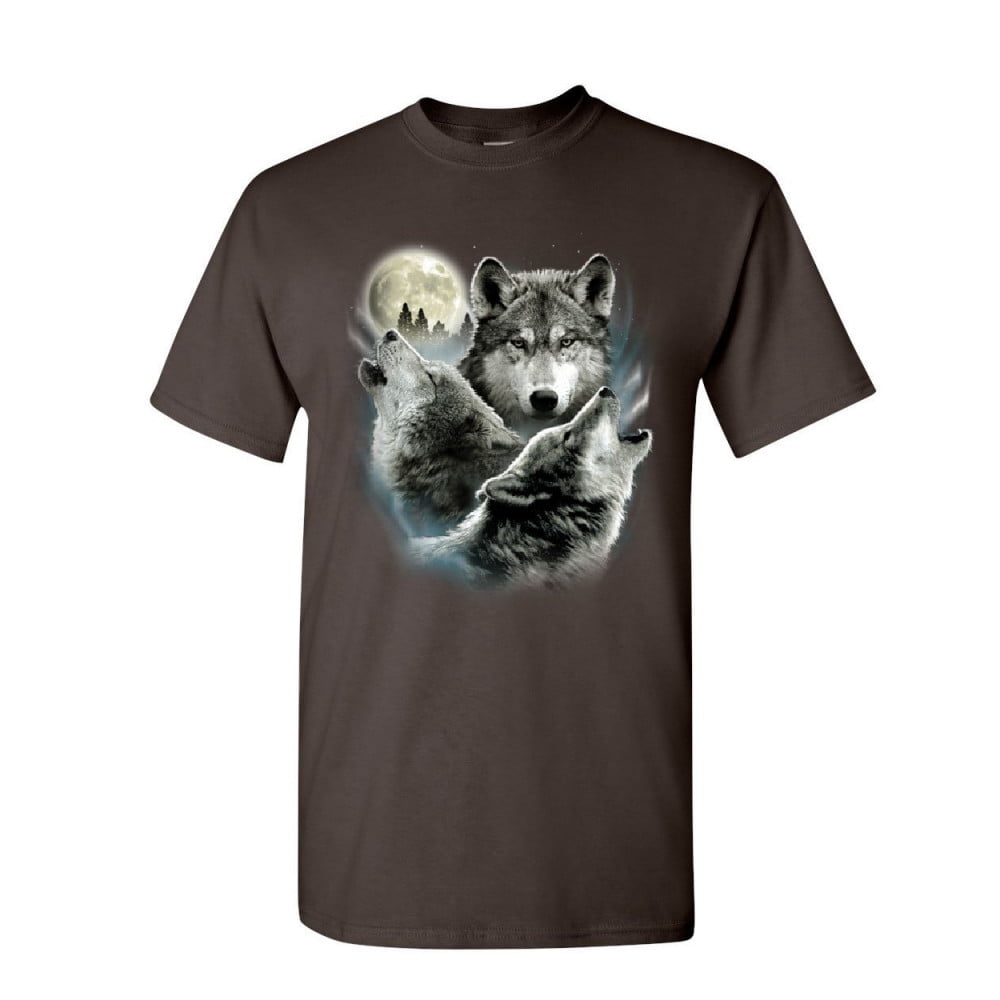 Tee Hunt Howling Wolf Pack T-Shirt Wild Wilderness Animals Nature Moon ...