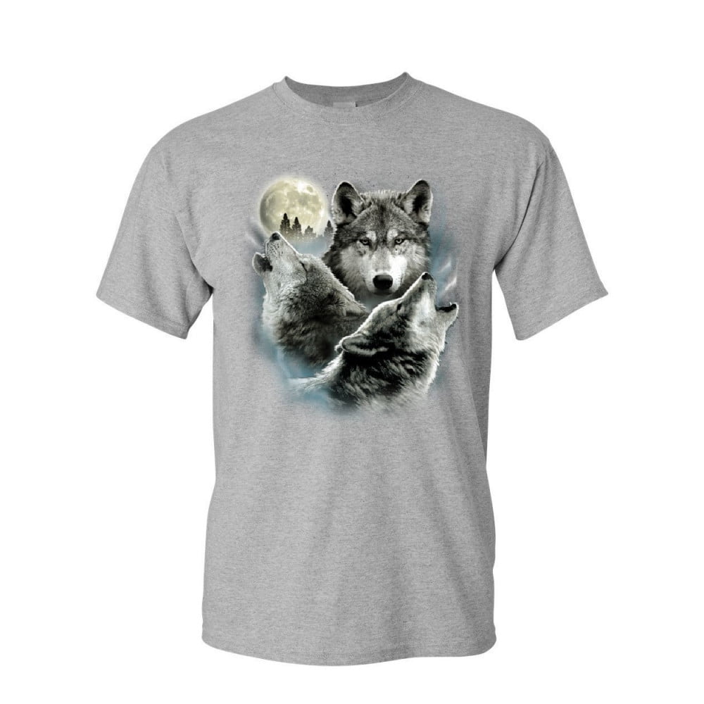 Tee Hunt Howling Wolf Pack T-Shirt Wild Wilderness Animals Nature Moon ...