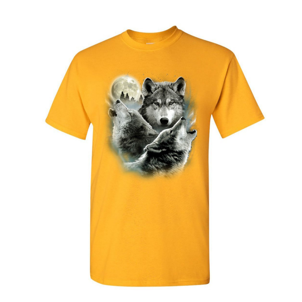 Tee Hunt Howling Wolf Pack T-Shirt Wild Wilderness Animals Nature Moon ...