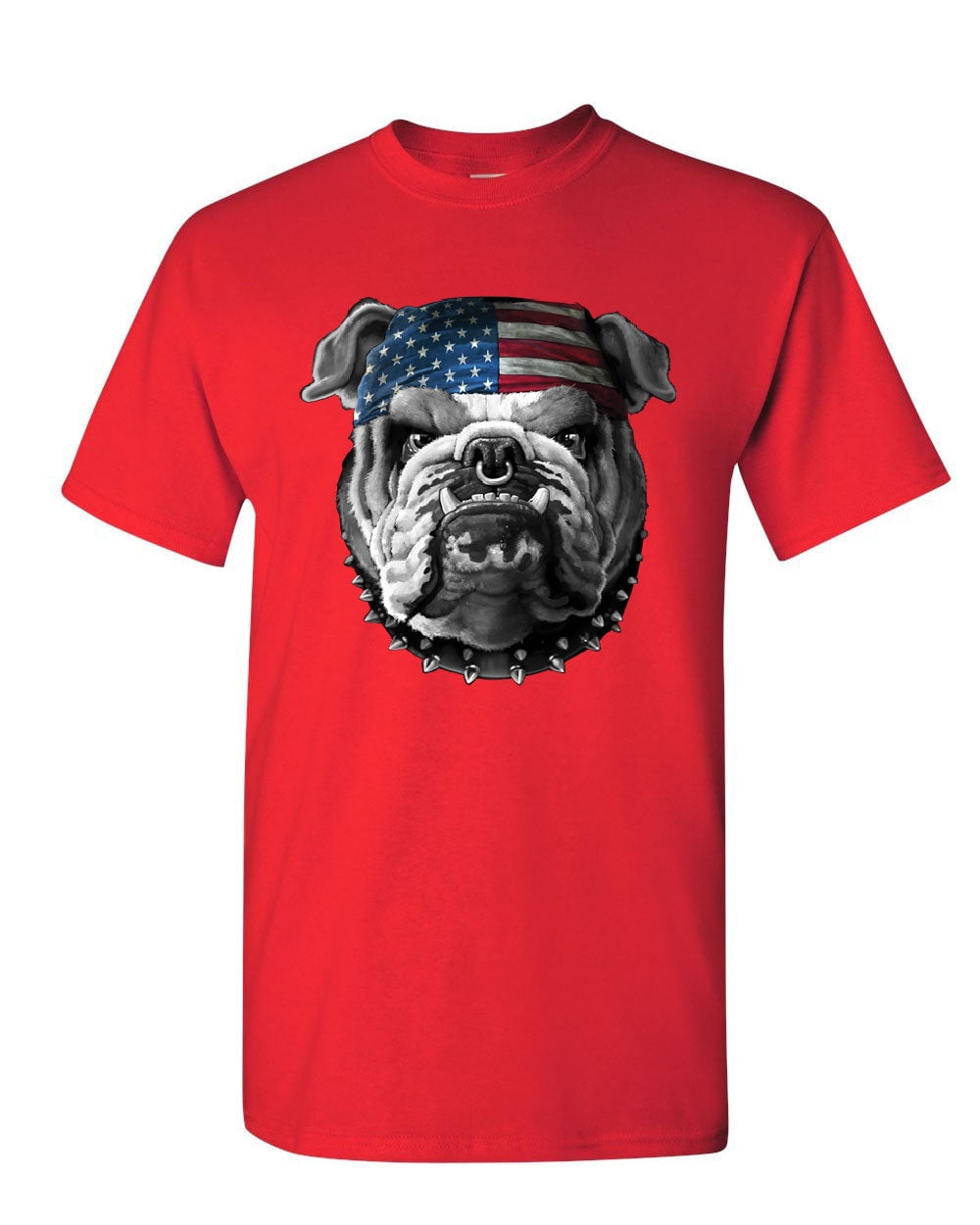 Tee Hunt Mean American Bulldog T-Shirt Stars and Stripes Bandana Badass ...