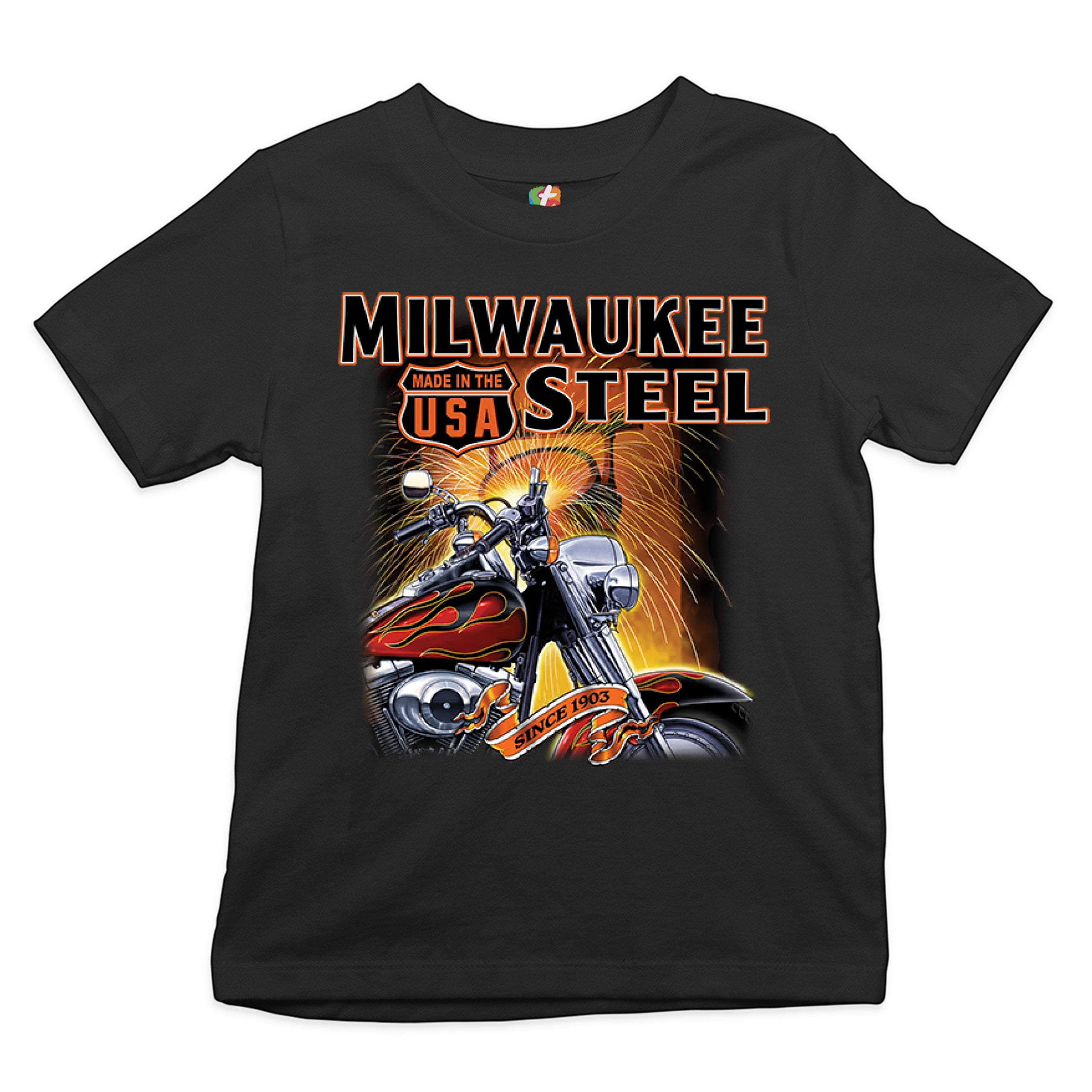 Tee Hunt Milwaukee Steel Youth T-Shirt Route 66 Motorcycle Chopper ...
