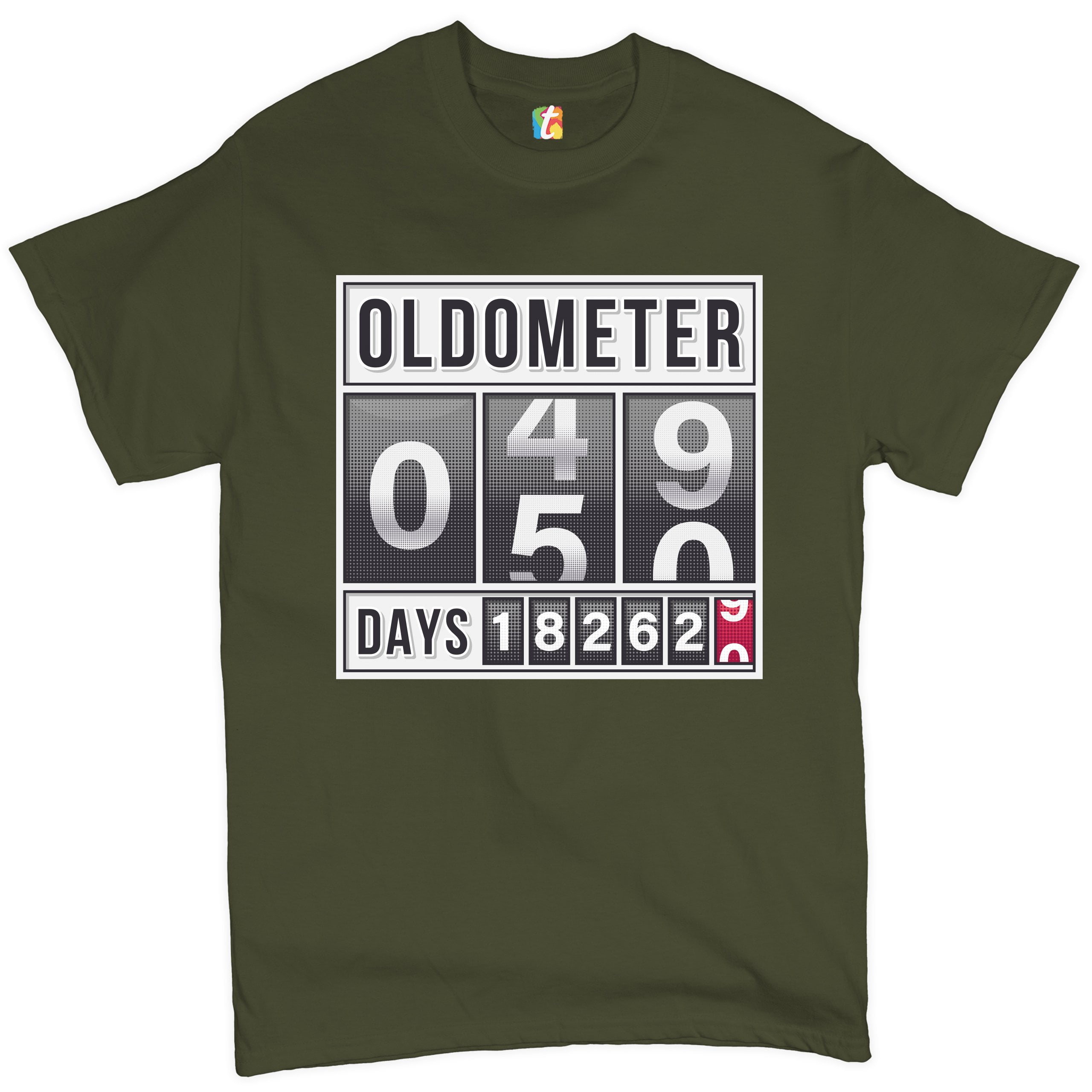 Tee Hunt Oldometer 49-50 T-Shirt 50th Anniversary Funny Odometer Men's ...