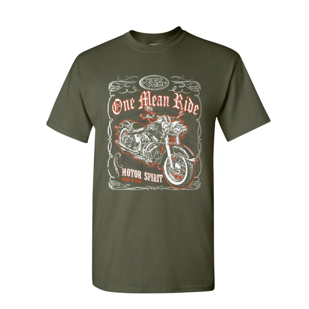 Tee Hunt One Mean Ride T-Shirt Born to Ride Chopper Bobber Route 66 ...
