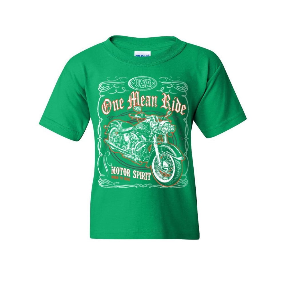 Tee Hunt One Mean Ride Youth T-Shirt Born to Ride Chopper Bobber Route ...