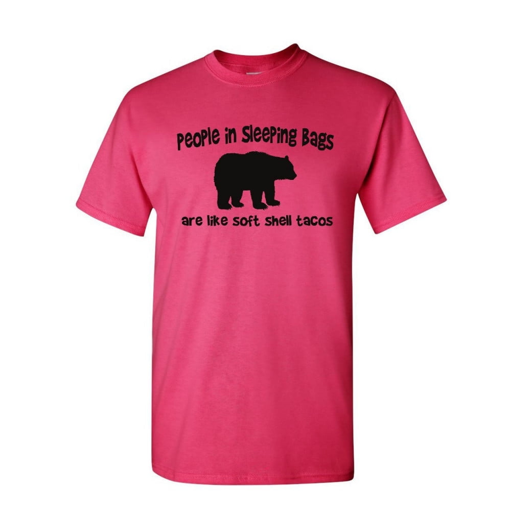 Tee Hunt People are Soft Shell Tacos T-Shirt Funny Camping Bear Mens ...