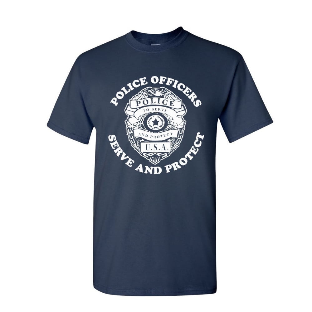 Tee Hunt Police to Serve and Protect T-Shirt Badge Cop Law Enforcement ...