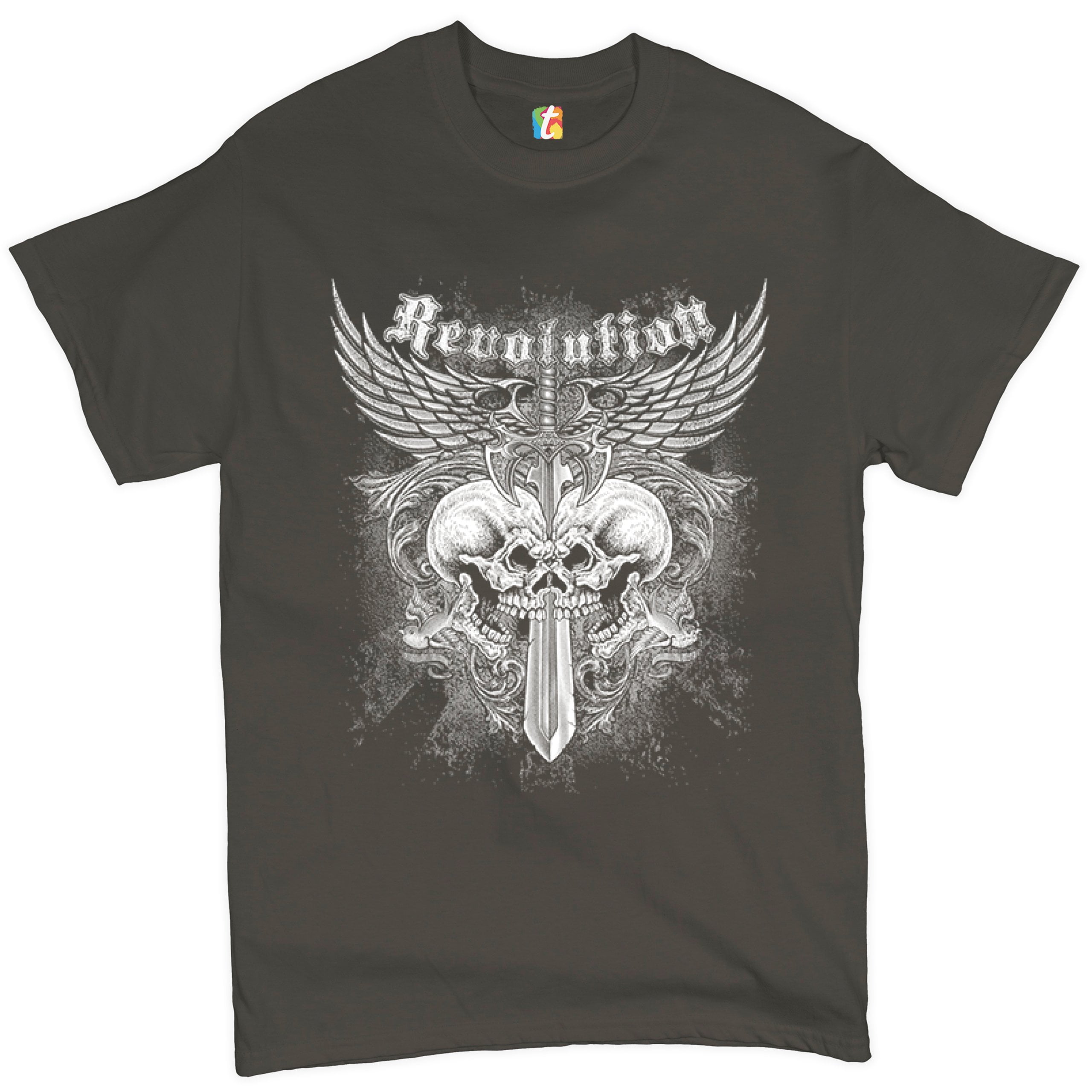 Tee Hunt Revolution Gothic Skulls T-shirt Angel Wings Skeleton Horror Men's Tee, Charcoal, XX ...