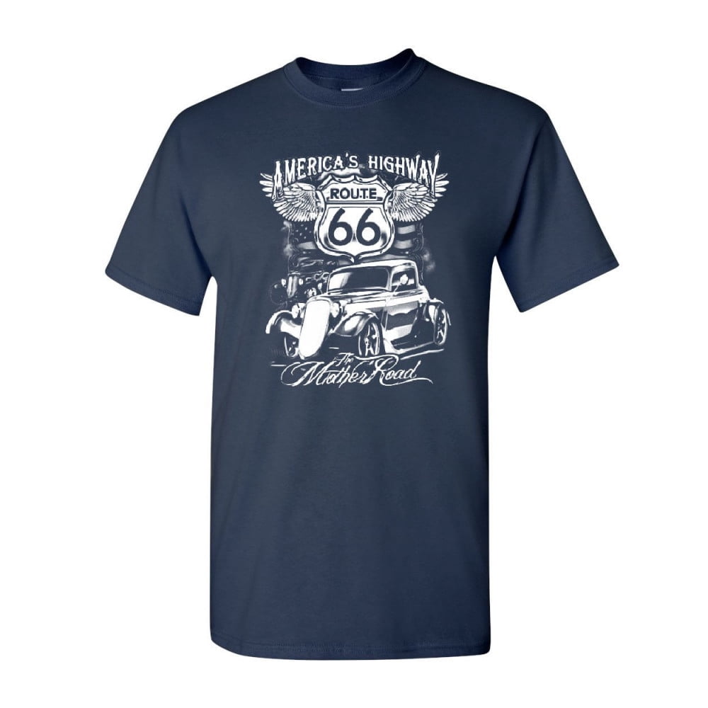 Tee Hunt Route 66 America's Highway T-Shirt Biker Classic Historic Men ...